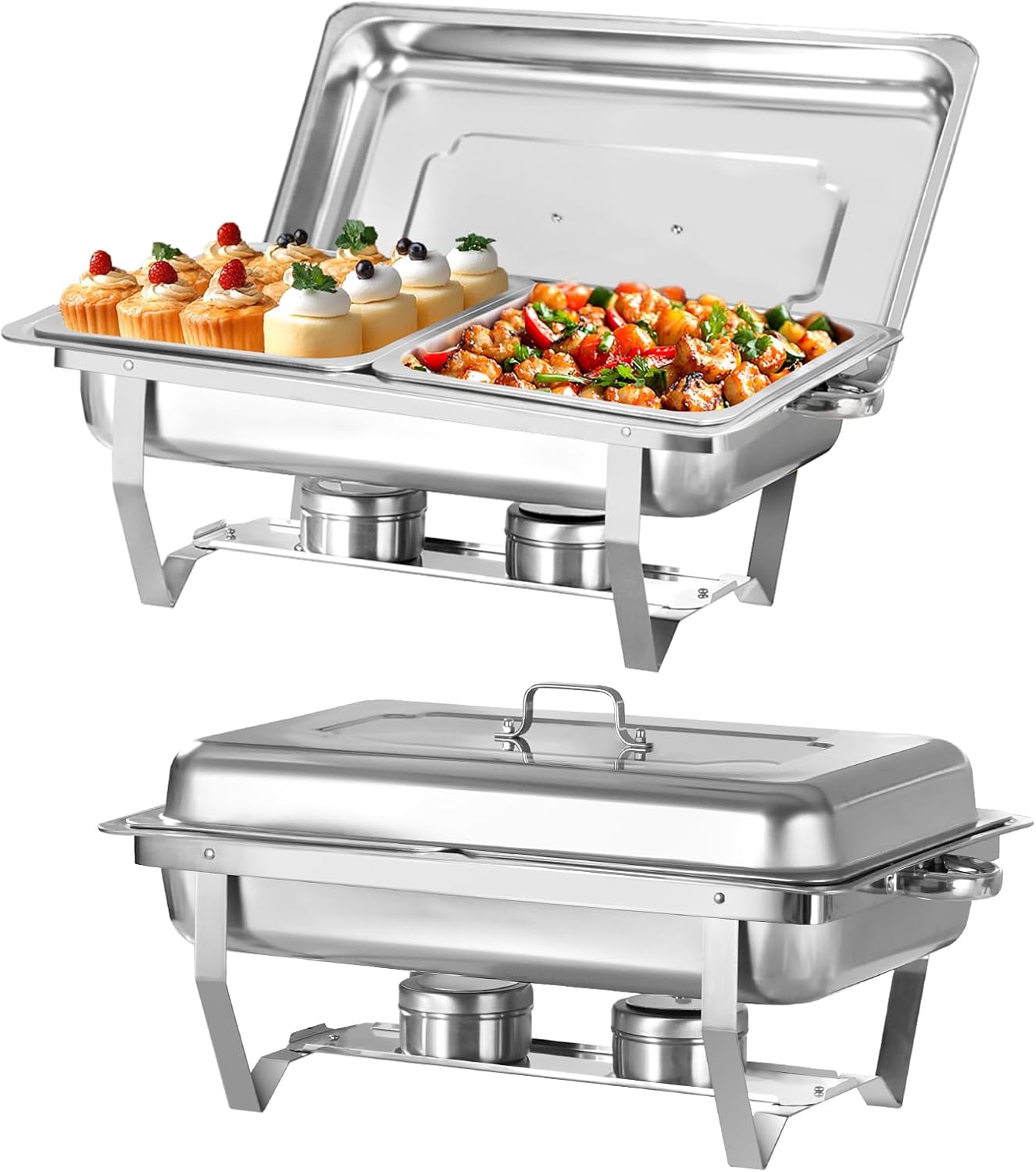 Bybiment 2-Piece Steel Chafing Dish Buffet Set 8 Quart, Buffet Servers ...
