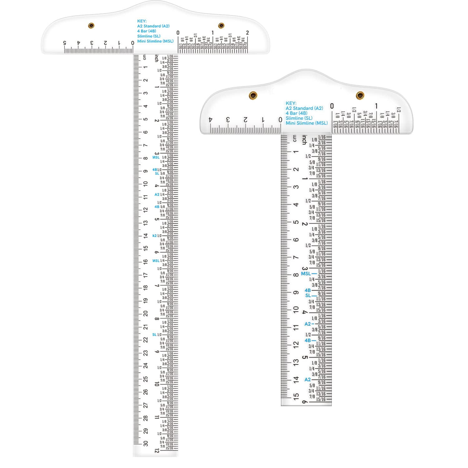 Bybiment 2 Pieces 6/12 Inch (15cm/30cm) Acrylic Clear Square Rulers ...