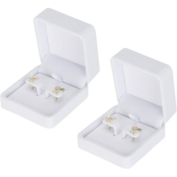 Bybiment 2 Pieces Velvet Jewelry Earring Box for Earring Necklace ...