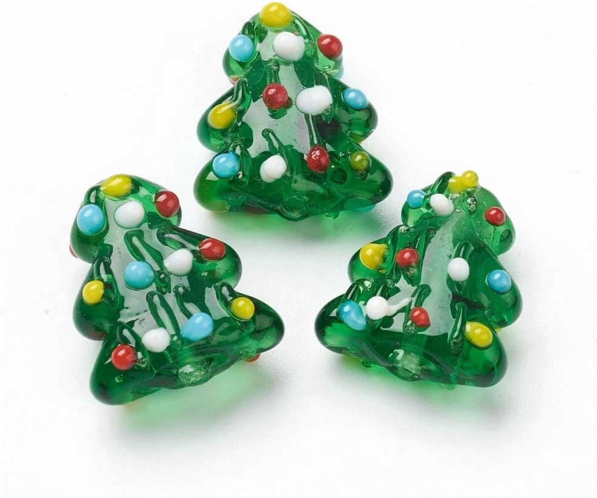 Bybiment 20 Pieces Christmas Tree Lampwork Beads Spacers Xmas Christmas Bumpy Beads for Crafts ...