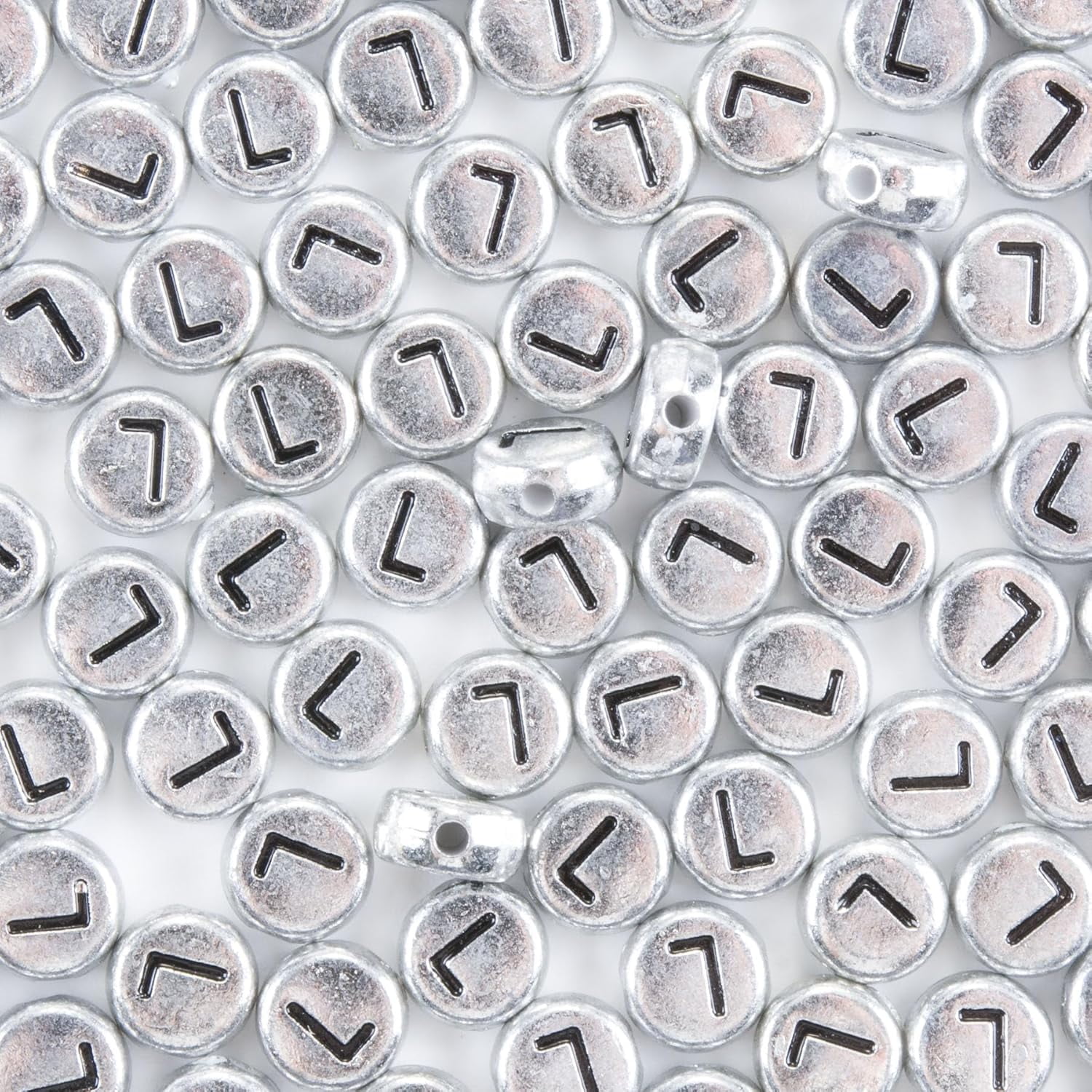 Bybiment 200 Pieces Round Ancient Silver Letter Beads, 4x7mm Flat ...