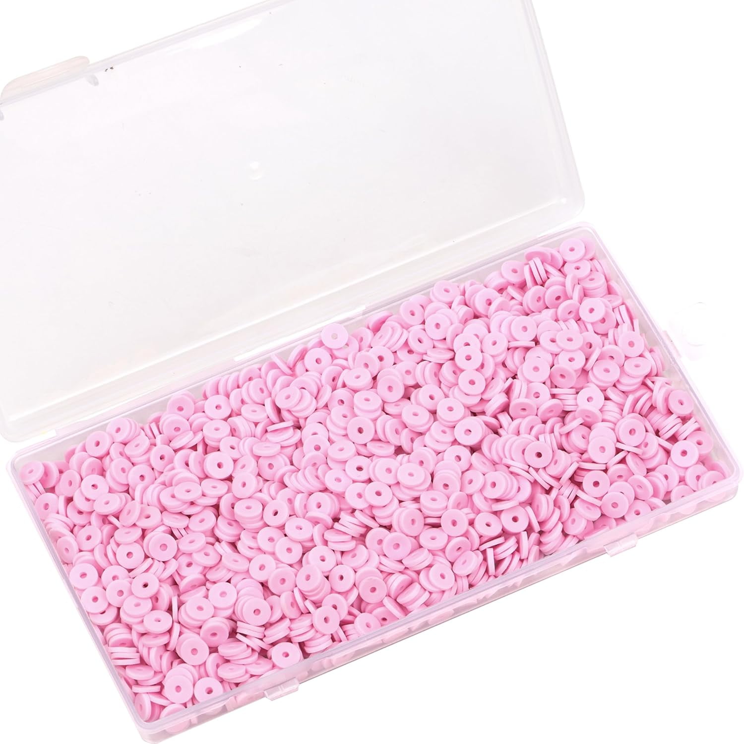 Bybiment 2000Pcs White Clay Beads Polymer Clay Spacer Beads Flat Beads 6mm Round Heishi Vinyl ...