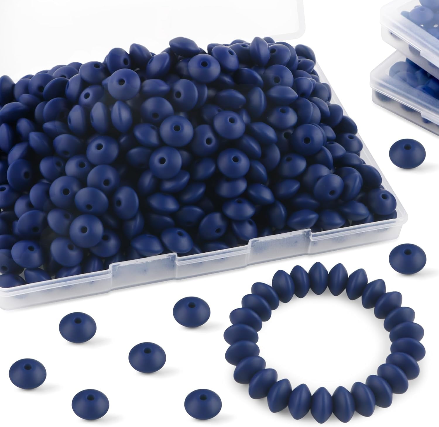 Bybiment 200Pcs Lentil Beads for Keychain Making, Bulk 12mm Spacer ...