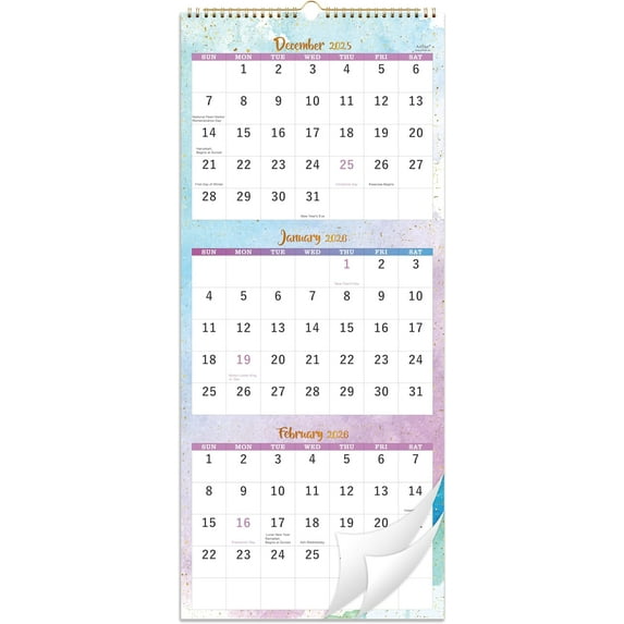 Bybiment 2026 Calendar 3 Month Wall Calendar 2026 Display (Folded by ...