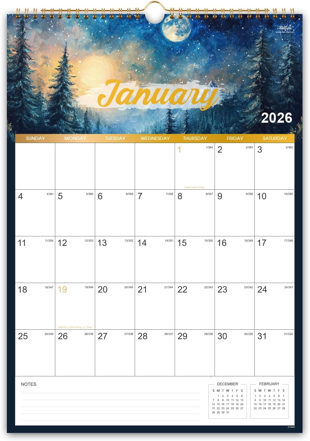 Bybiment 2026 Wall Calendar 2026 Calendar, JAN 2026 to DEC 2026, 12" by ...