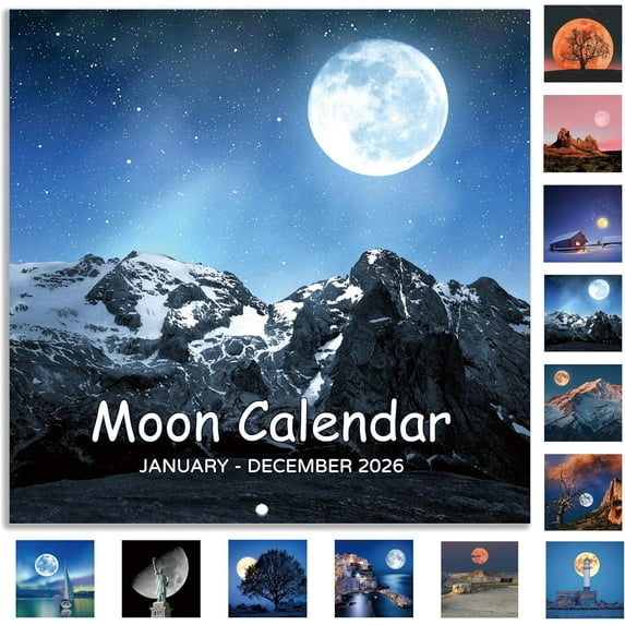 Bybiment 2026 Wall Calendar Moon Calendar 2026, Jan. 2026 Dec. 2026, 12" 24" (Open), 2026 ...