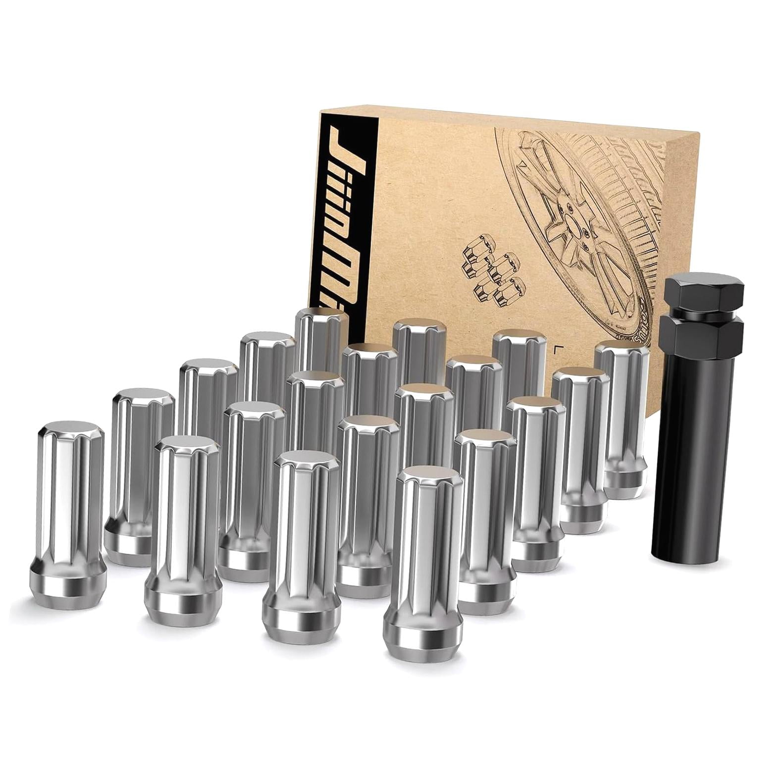 Bybiment 20PCS 1/2x20 Lug Nuts Chrome featuring 7 Spline Tuner, 1/2"-20 ...