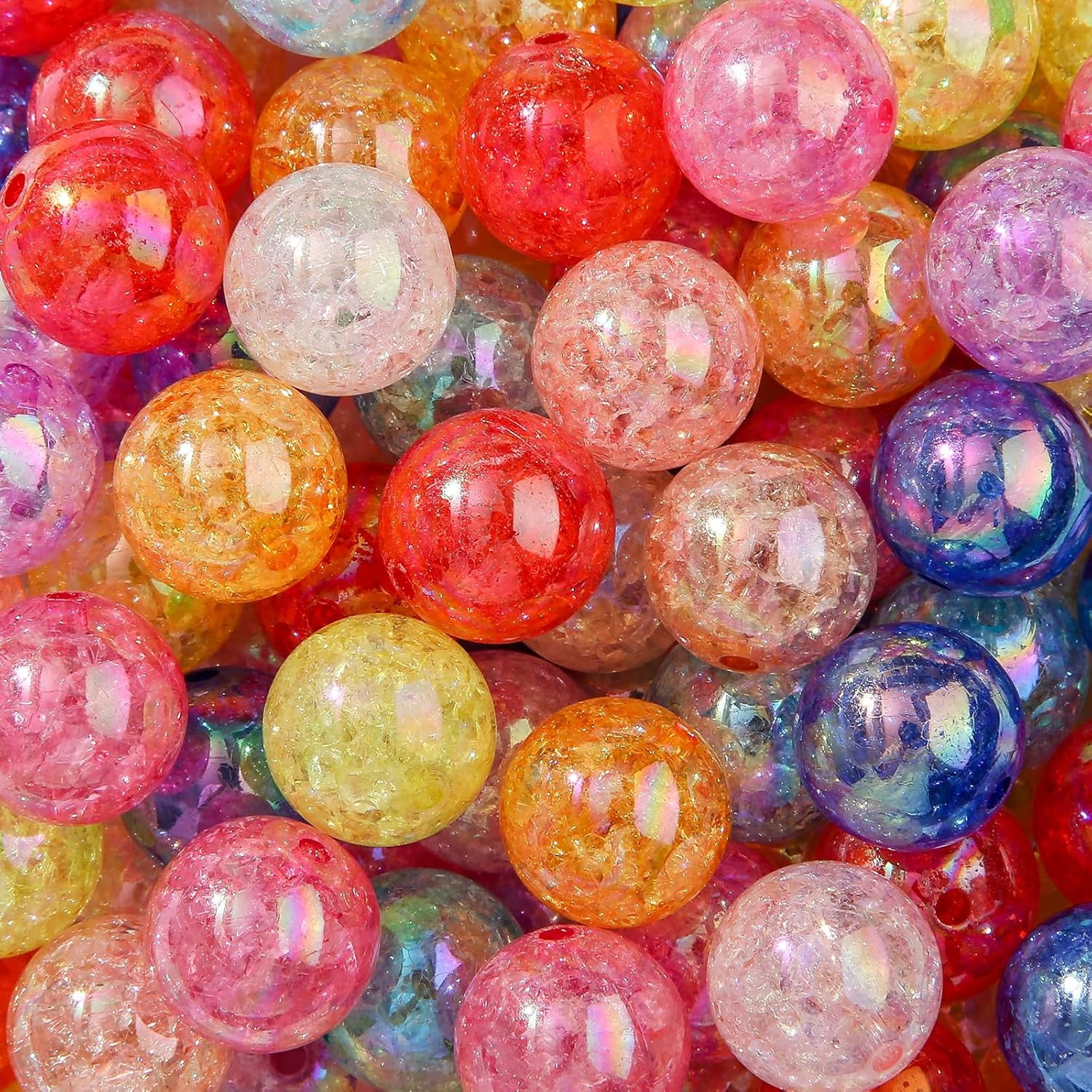 Bybiment 20mm Acrylic Beads 180pcs Chunk Bubblegum Bead Multicolor Crack Pen Beads for Pen Bag ...