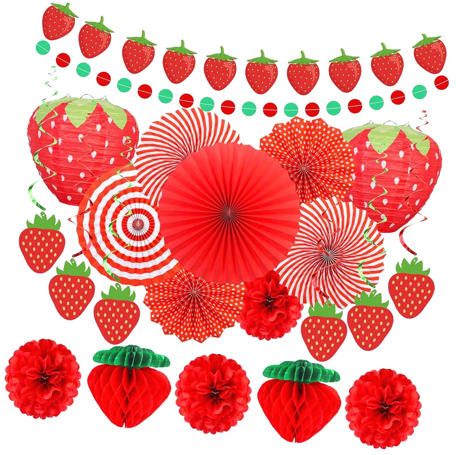 Bybiment 22 Pcs Strawberry Party Decorations Include Strawberry ...