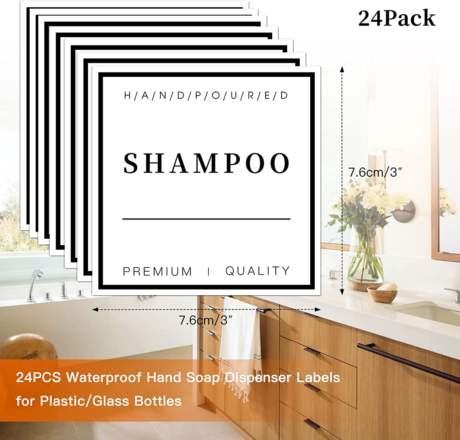 Bybiment 24 PCS Label Stickers, Bathroom/Kitchen Hand Dispenser Labels ...