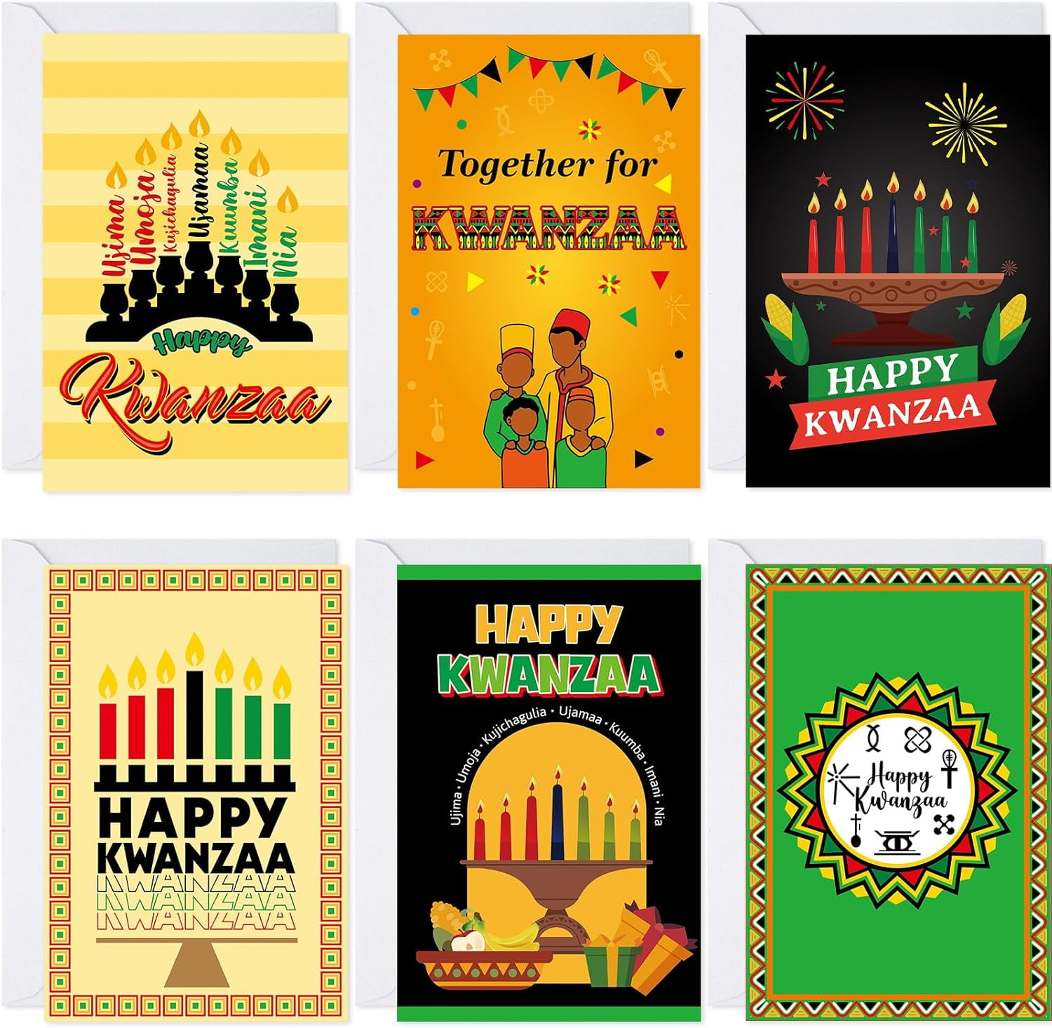 Bybiment 24 Pack Kwanzaa Annual Celebration African Christmas Note Card ...