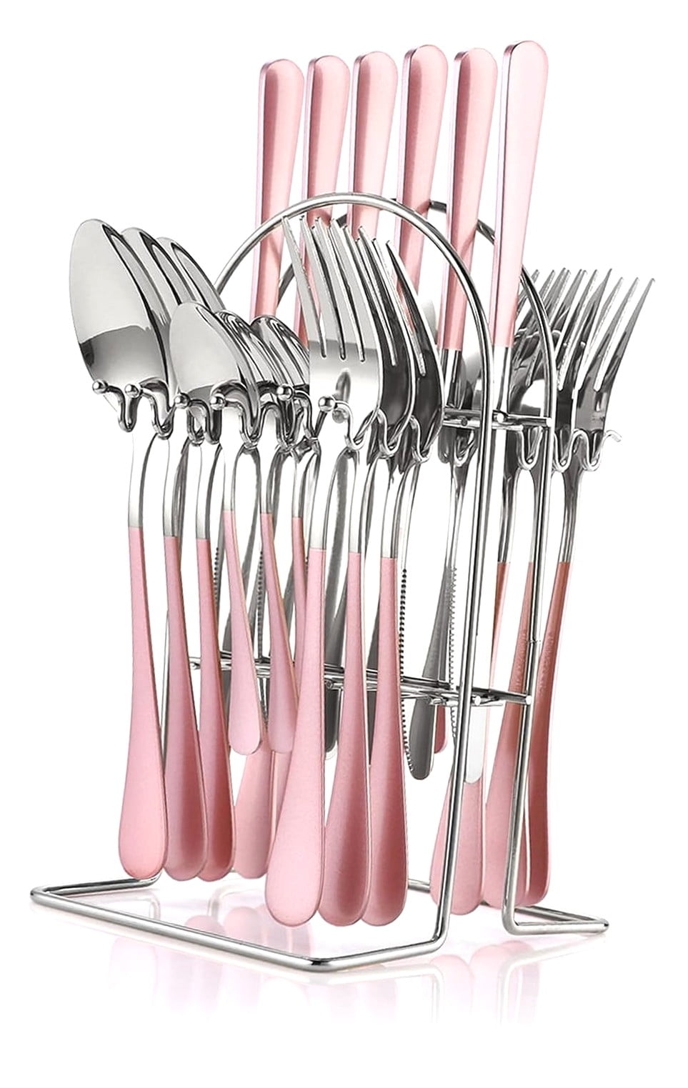 Bybiment 24 Pieces Flatware Set, Steel Cutlery Set with Silverware ...