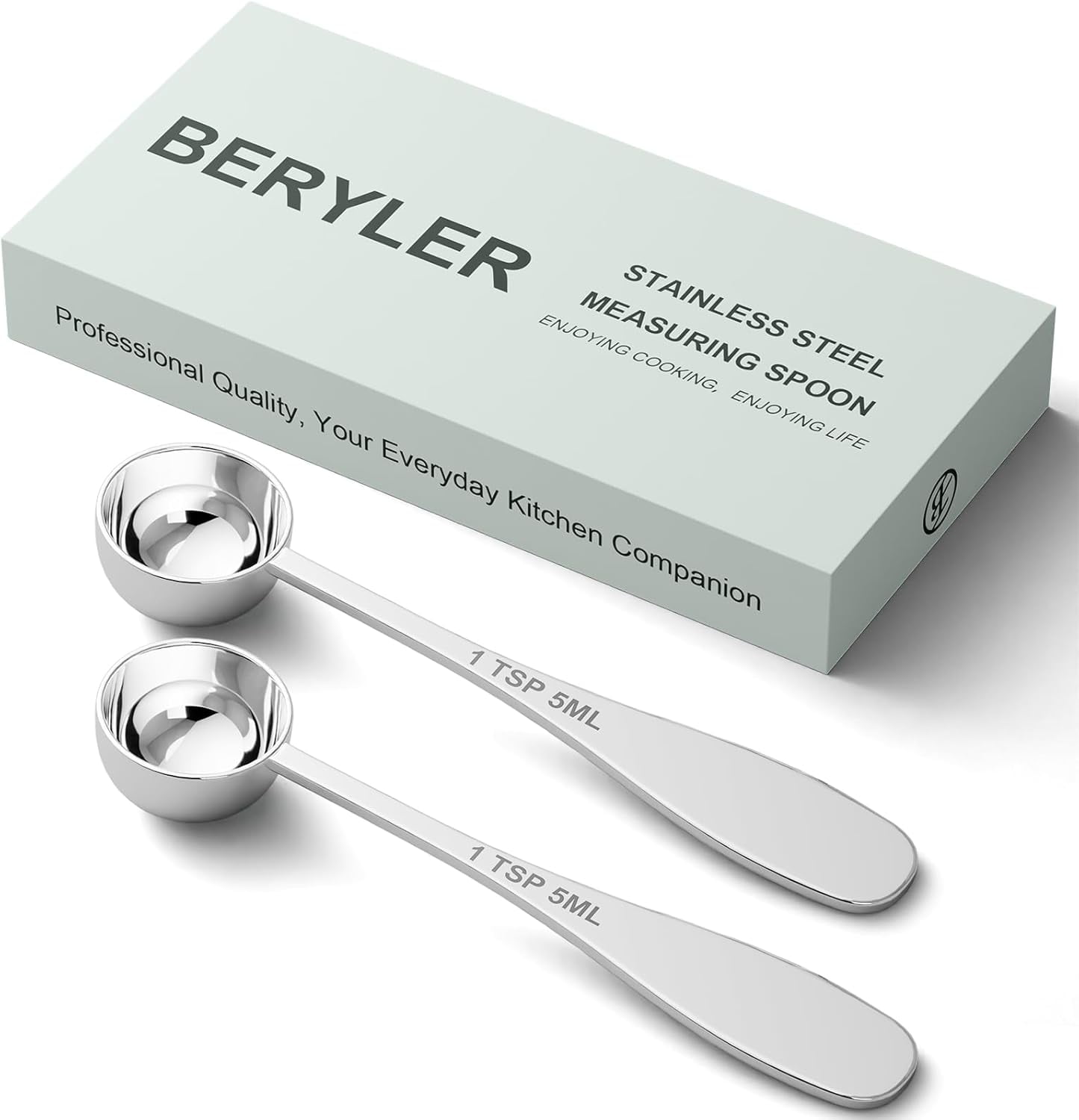 Bybiment 2PCS 1 tsp (1/3 tbsp, 5 ) Single Measuring Spoon, Steel Individual Teaspoon, Metal ...