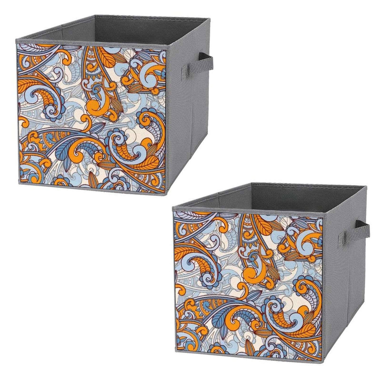 Bybiment 2PCS Fabric Storage Cubes, Paisley Pattern Cube Storage Bins ...