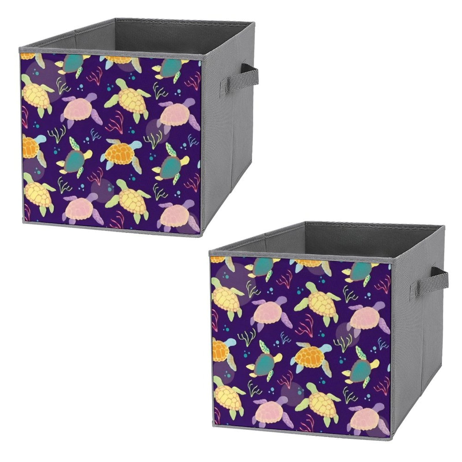 Bybiment 2PCS Fabric Storage Cubes, Pattern Sea Turtles Algae Cube ...