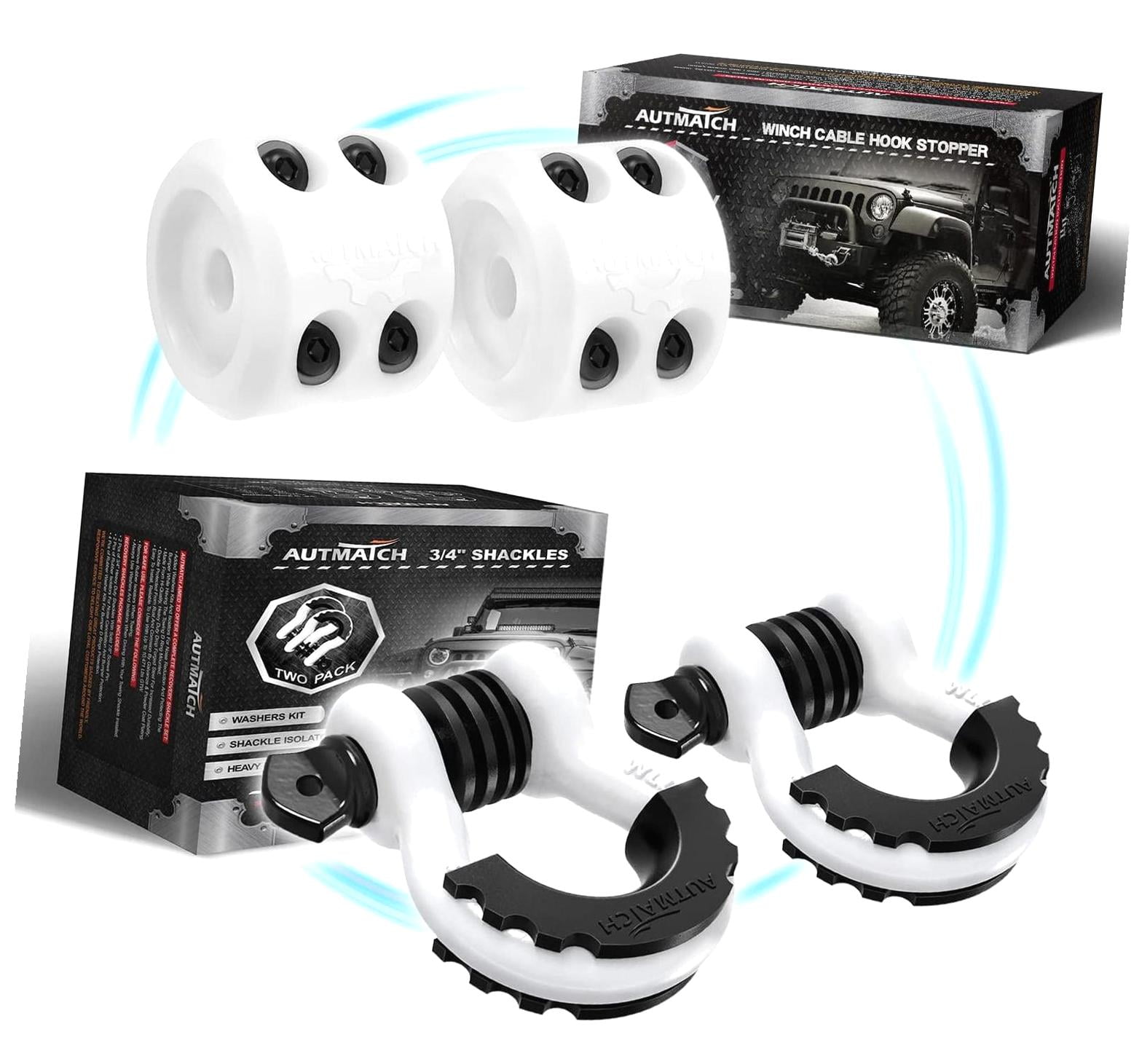 Bybiment 3/4" D Shackle Including Shackle Isolator & Washers Set, Winch ...