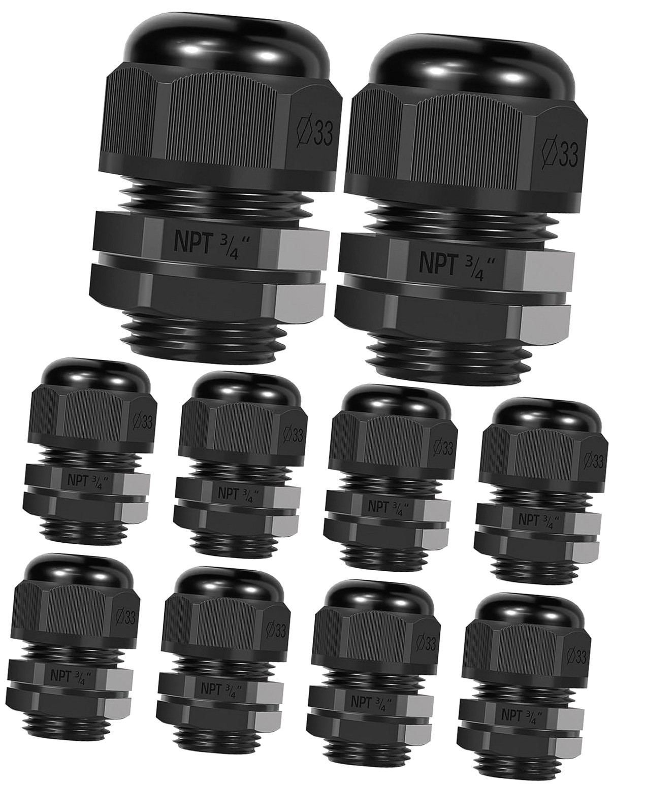 Bybiment 3 4 Npt Nylon Cable Connector Strain Cord Connector Ip68