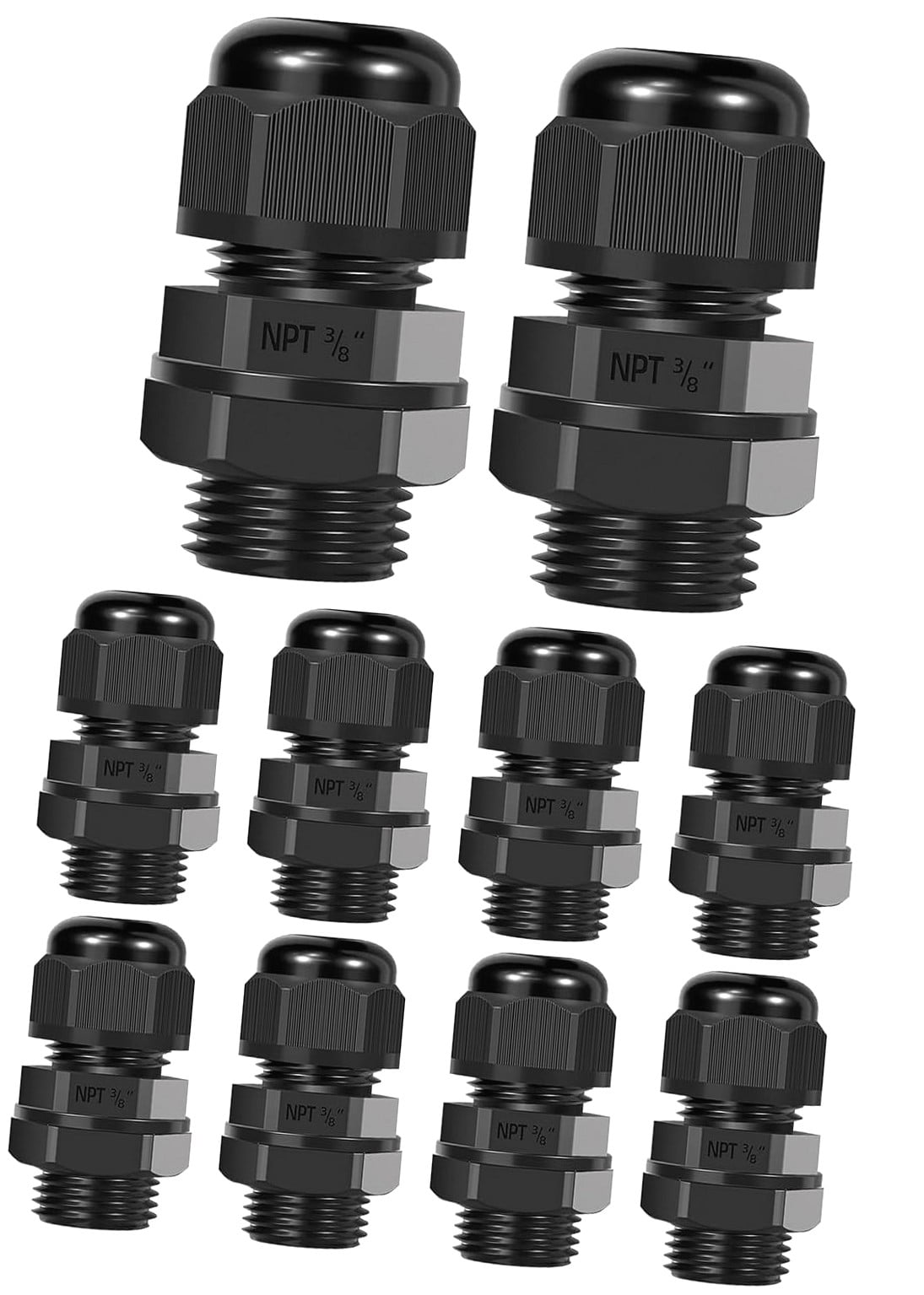 Bybiment 3/8" NPT Nylon Cable Connector, Strain Cord Connector, IP68 ...