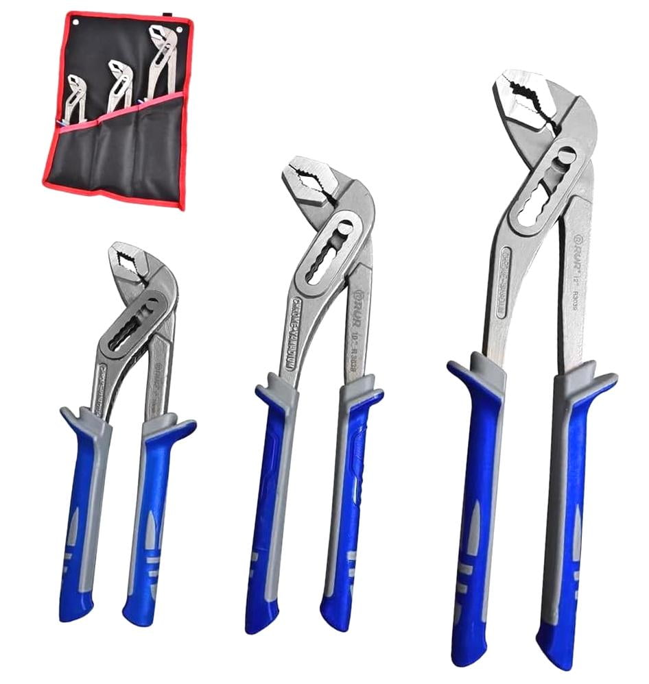 Bybiment 3-Piece Water Pump Pliers Set in 8, 10, and 12-inch Sizes ...