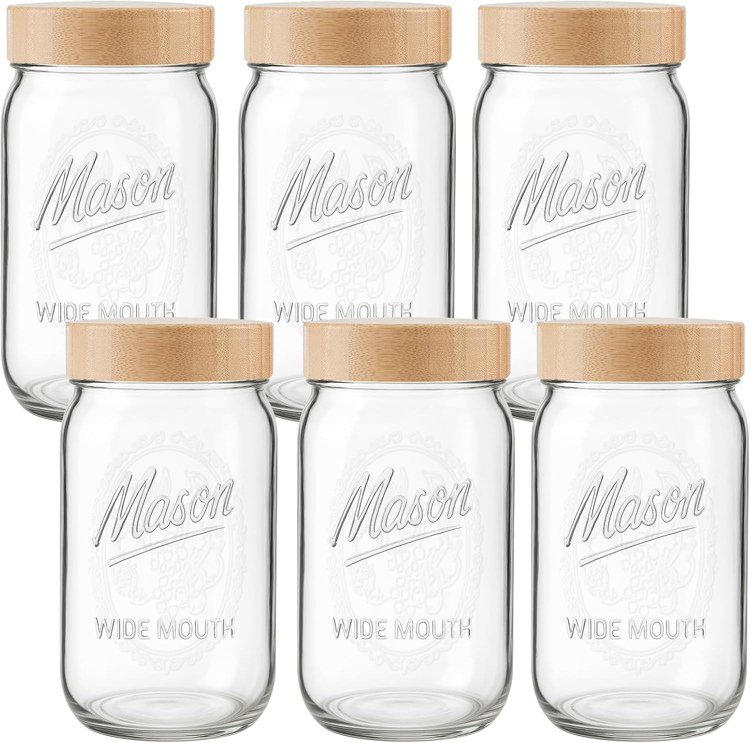 Bybiment 32 oz Jars, Mouth with Airtight for Storage, Snacks, Meal Prep ...