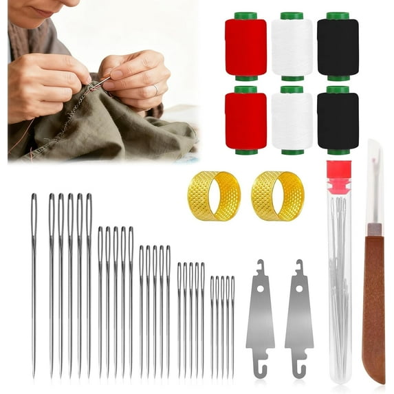 Bybiment 37Pcs Sewing Kit, 2026 New Large Steel Sewing Needle Set ...