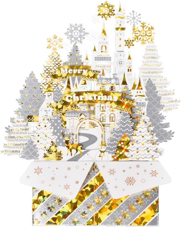 Bybiment 3D and White 3D Castle Christmas Card, Christmas Desktop ...