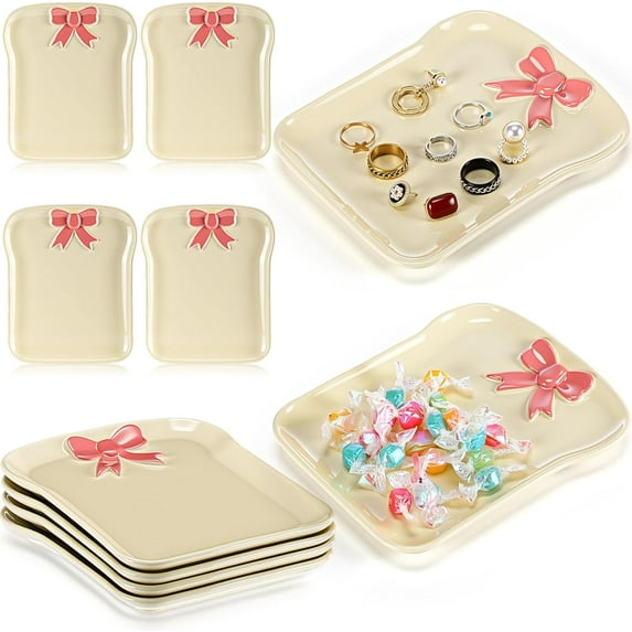 Bybiment 4 Pack Bow Plate Jewelry Trays Jewelry Organizer for Storage ...