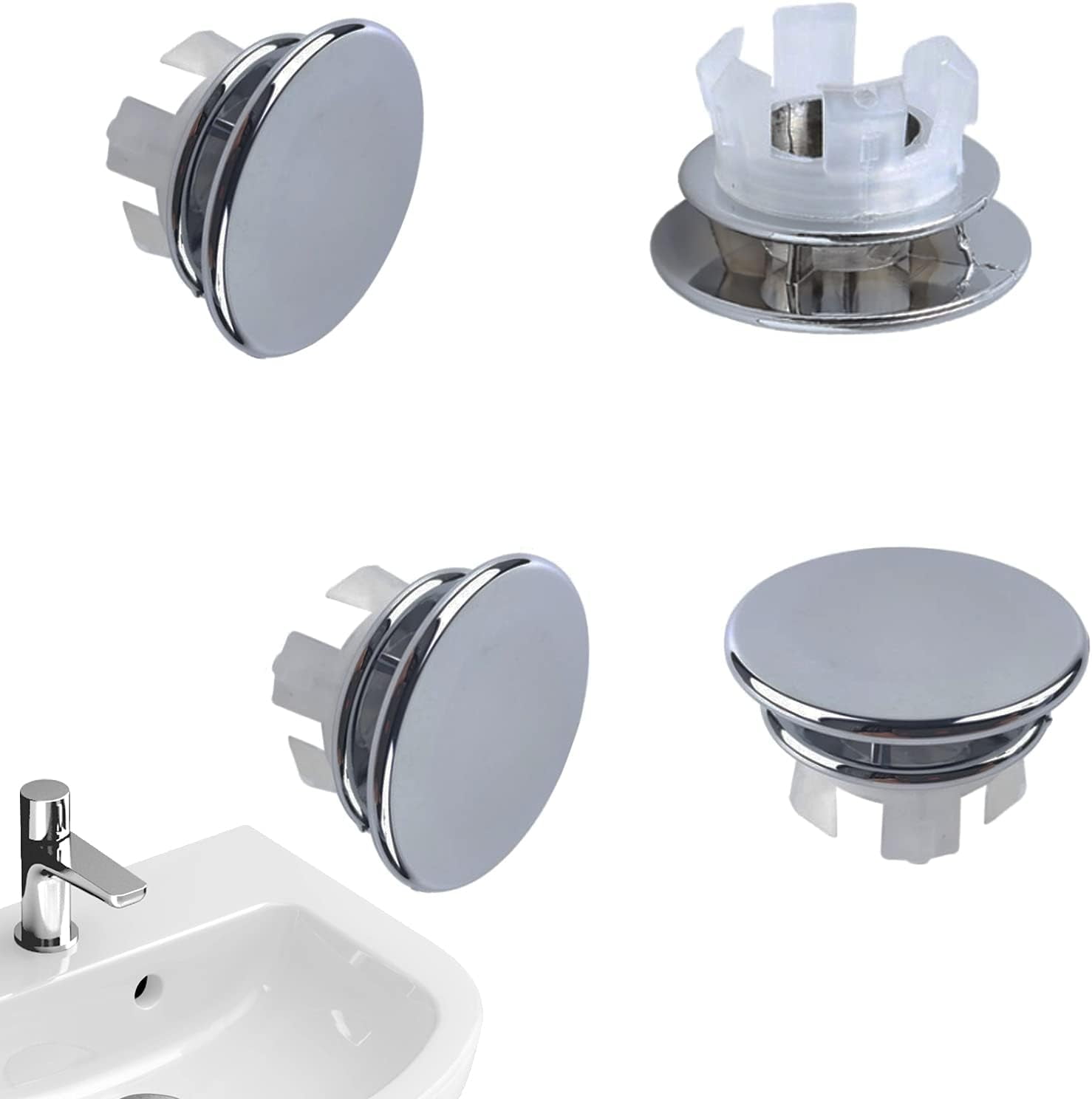 Bybiment 4 Pack Sink Overflow Bathroom Sink Overflow Cover Insert in ...