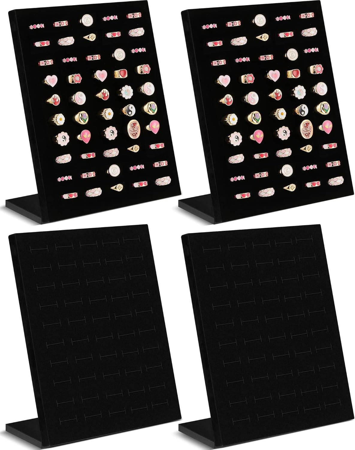 Bybiment 4 Pcs Velvet Display 50 Slots Tree-Shaped Display Stand Tray ...