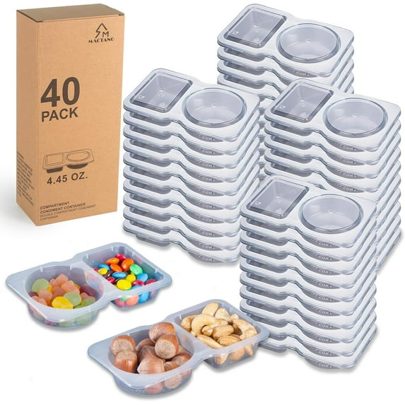 Bybiment 40 Sets Condiment Container with Lid, Double Compartment ...