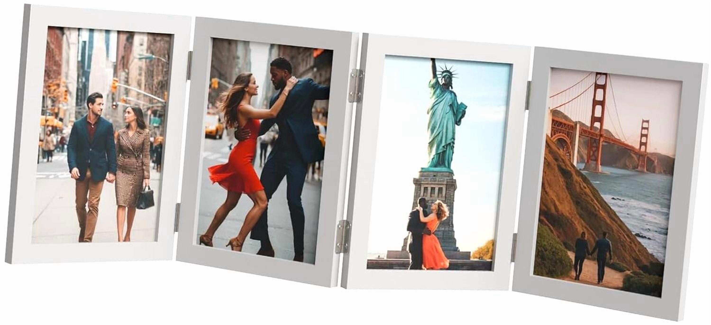 Bybiment 4x6 Four Picture Frame, Folding Hinged Photo Frame, Rustic ...