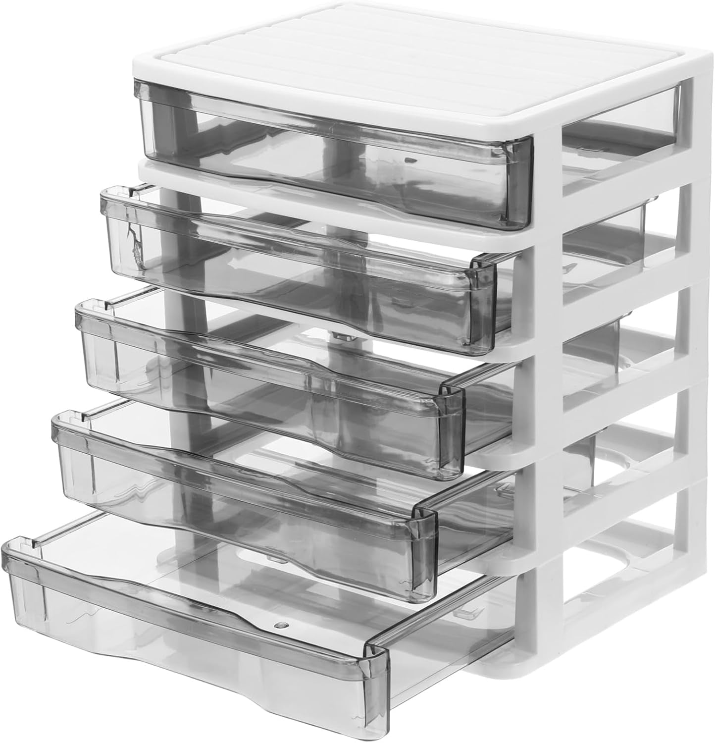 Bybiment 5 Drawer Desktop Storage Bin Unit, Small Plastic Drawers 5 ...