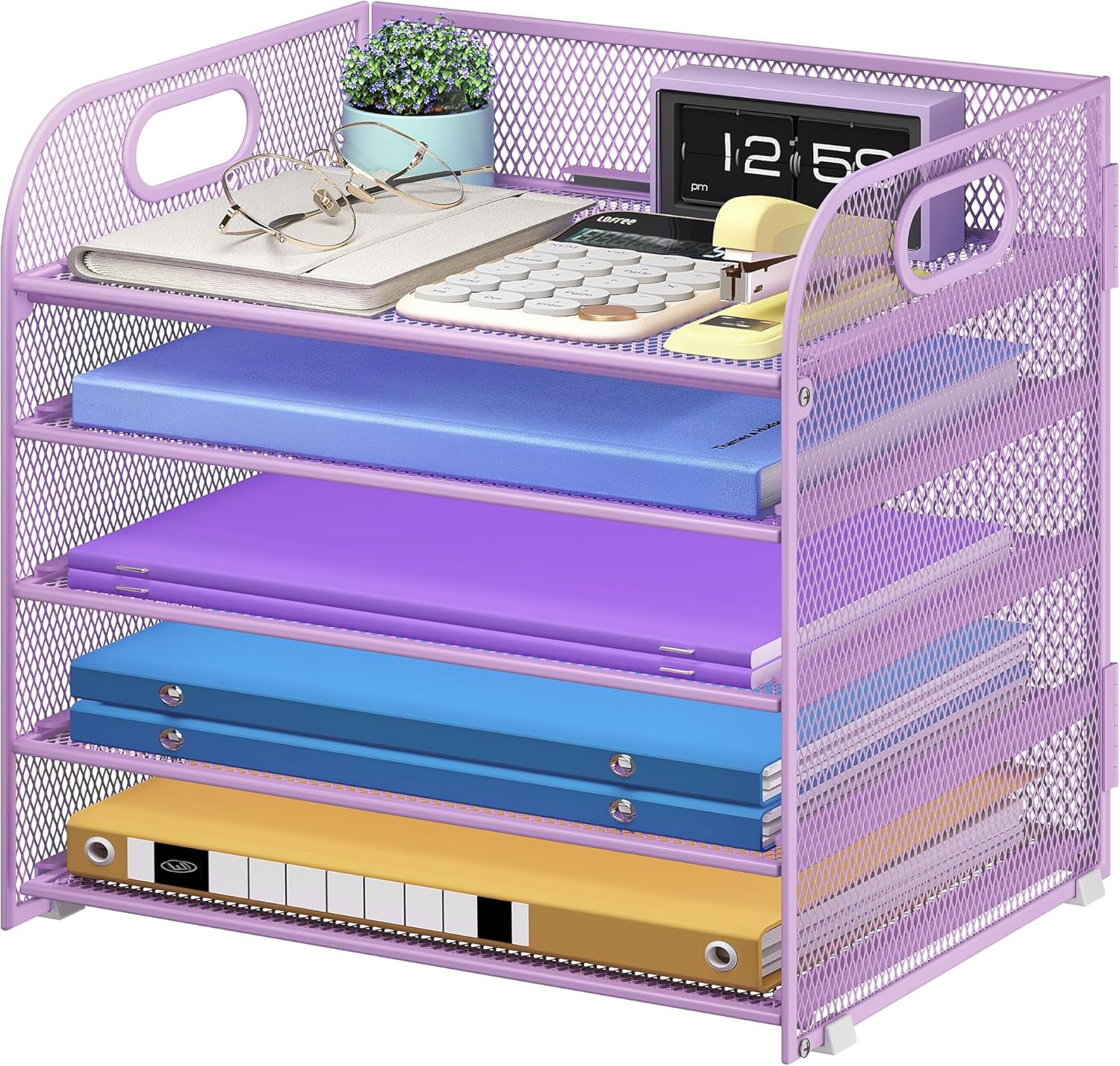 Bybiment 5 Tier Paper Organizer with Handle, Metal Desk Organizer File ...