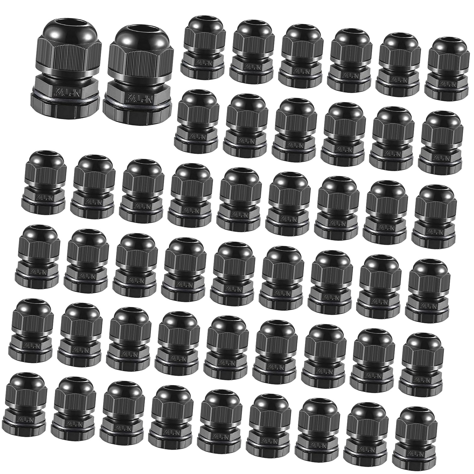 Bybiment 50 PCS 1/2"(6-12.5mm) NPT Nylon Cable Gland Joints with ...
