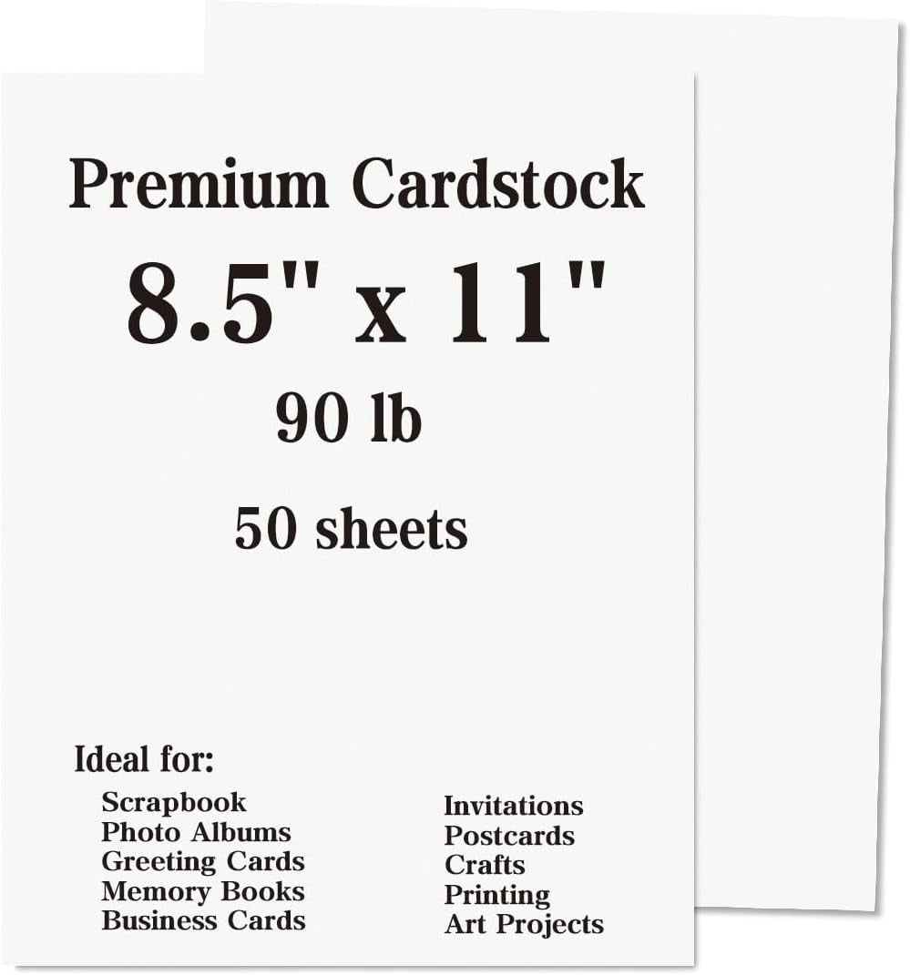 Bybiment 50 White Cardstock 8.5x11, 90 Lb Cover Stock Papers ...