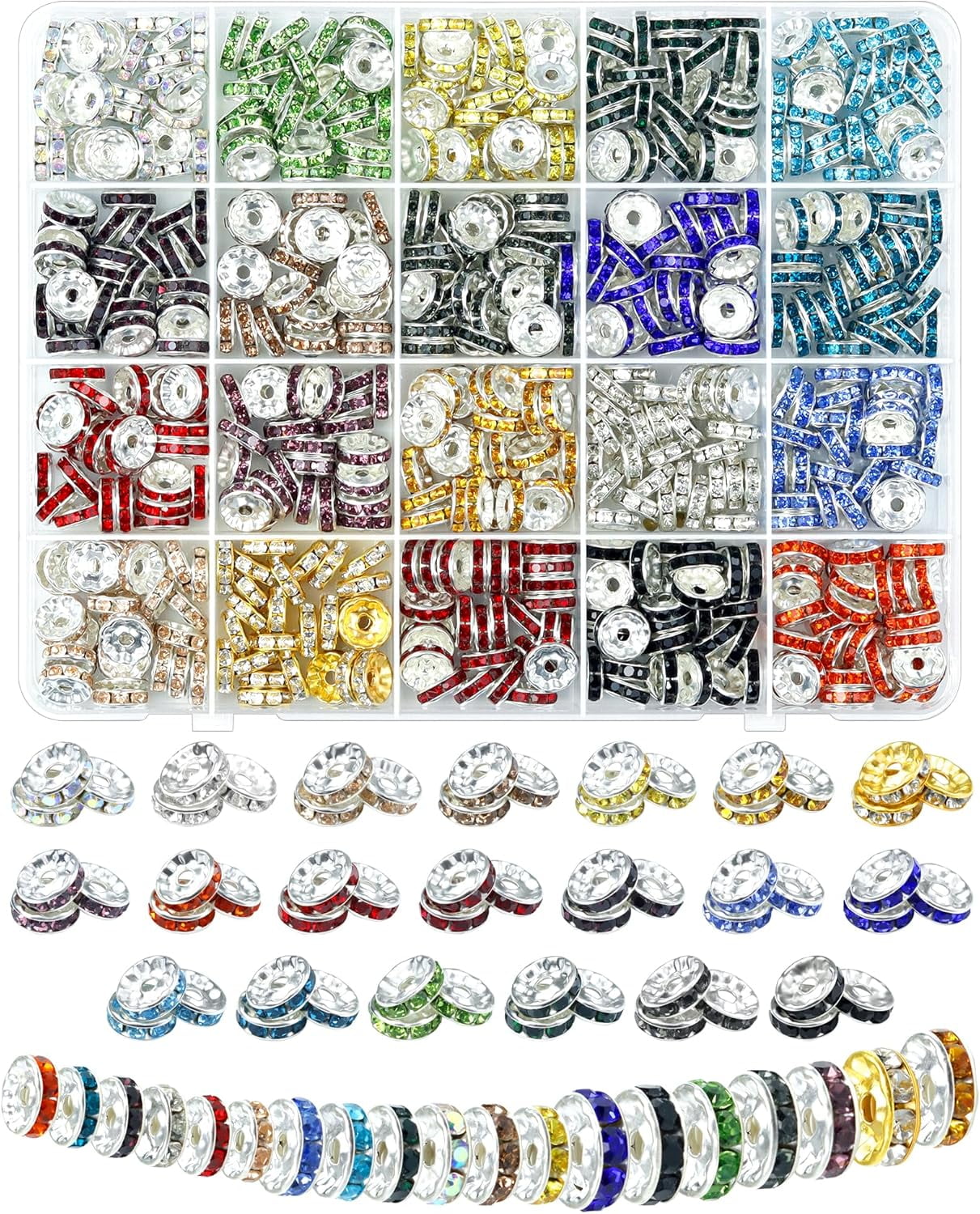 Bybiment 500PCS 20 Colors Rondelle Spacer Beads for Jewelry Making, 6mm ...