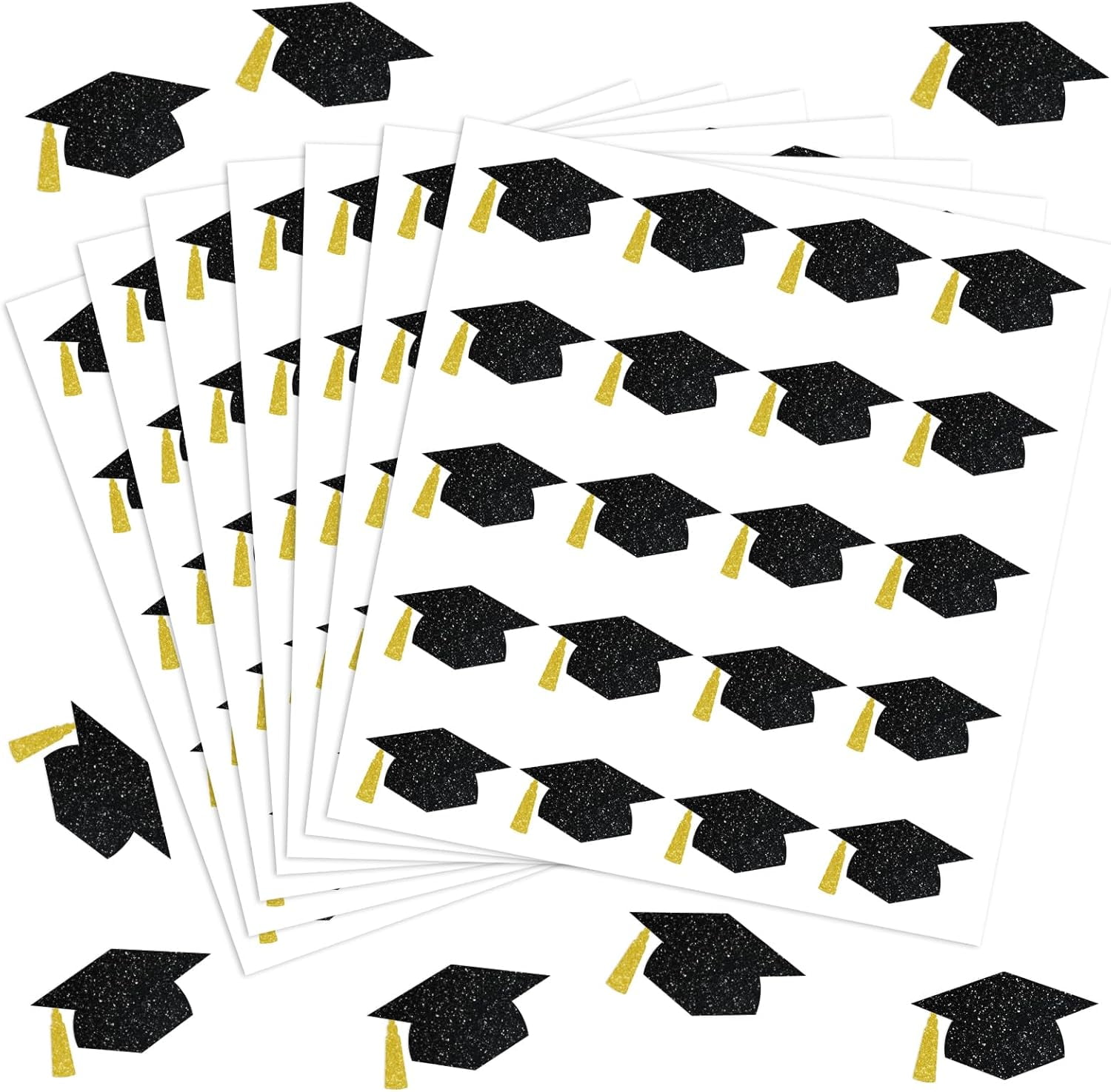 Bybiment 500Pcs Glitter Graduation Stickers Grad Hat Envelope Seal ...