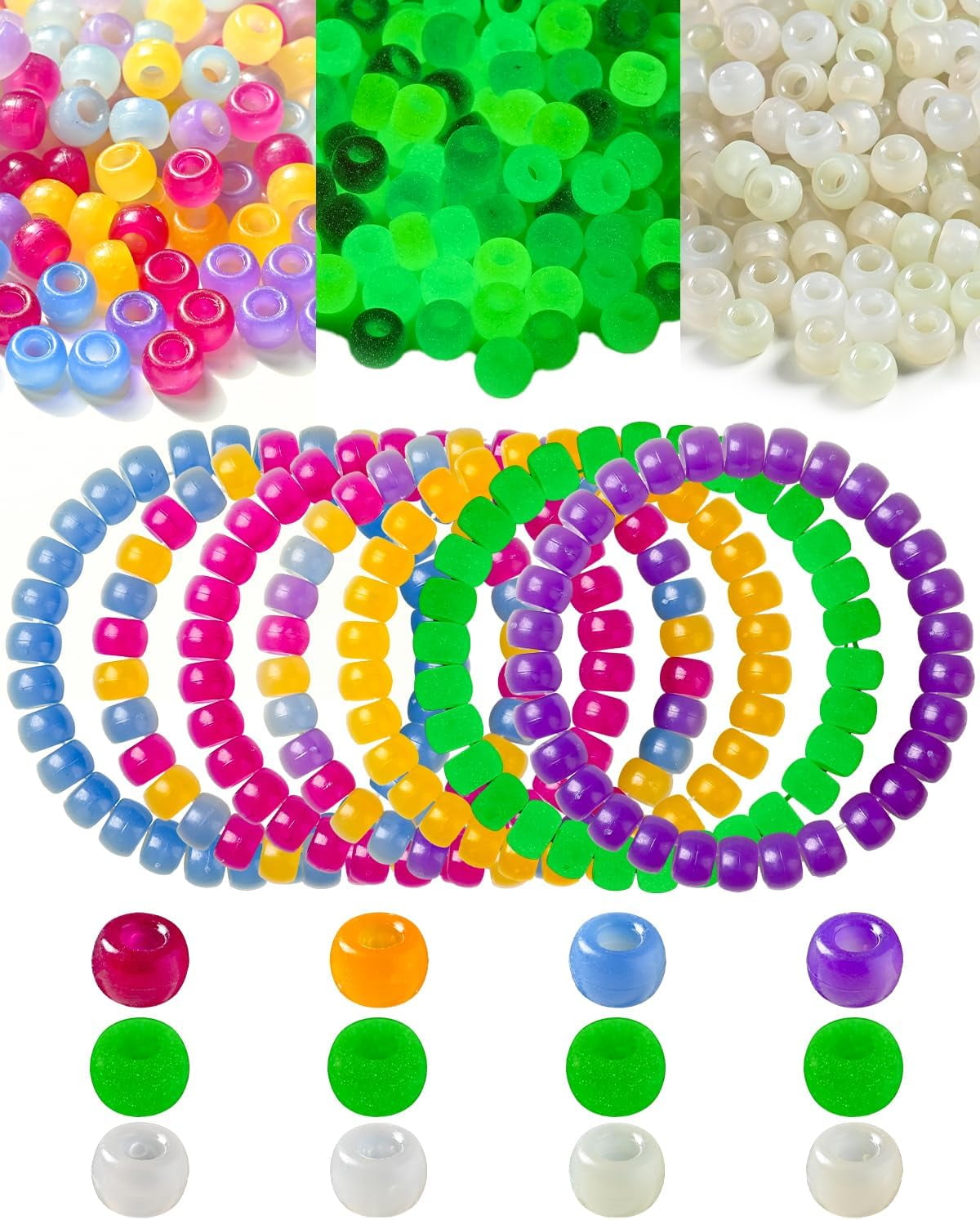 Bybiment 500Pcs UV Beads, Assorted, 4 Colors, Color-Changing Plastic ...