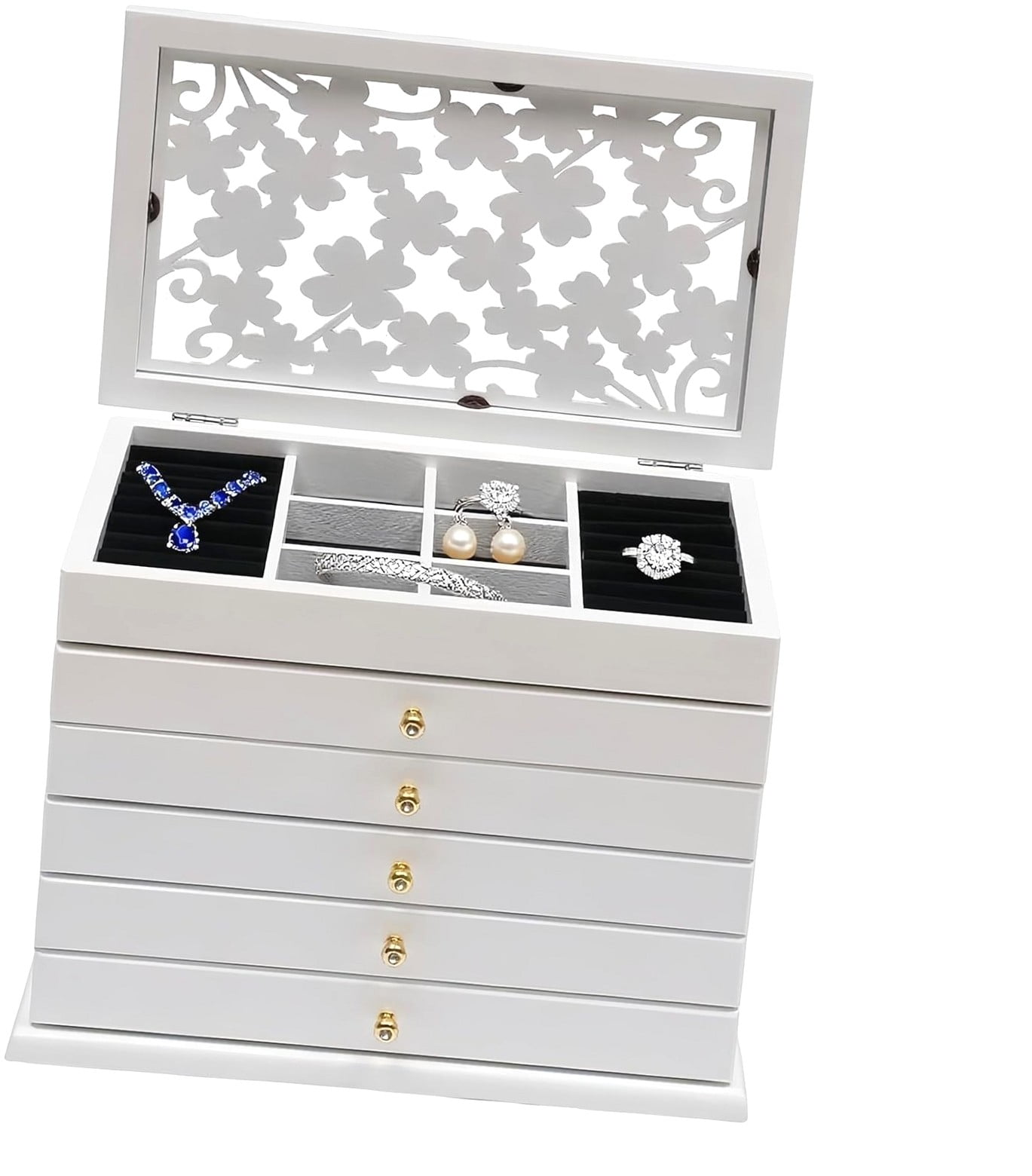 Bybiment 6-Layer Jewelry Storage Box, Large Jewelry Organizer for ...
