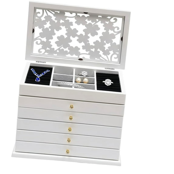 Bybiment 6-Layer Jewelry Storage Box, Large Jewelry Organizer for ...