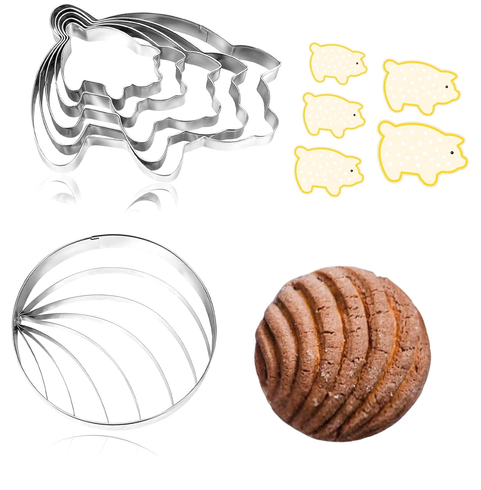 Bybiment 6 PCS/Set Concha Cutter Kit, 4 Inches Steel Mexican Bread ...