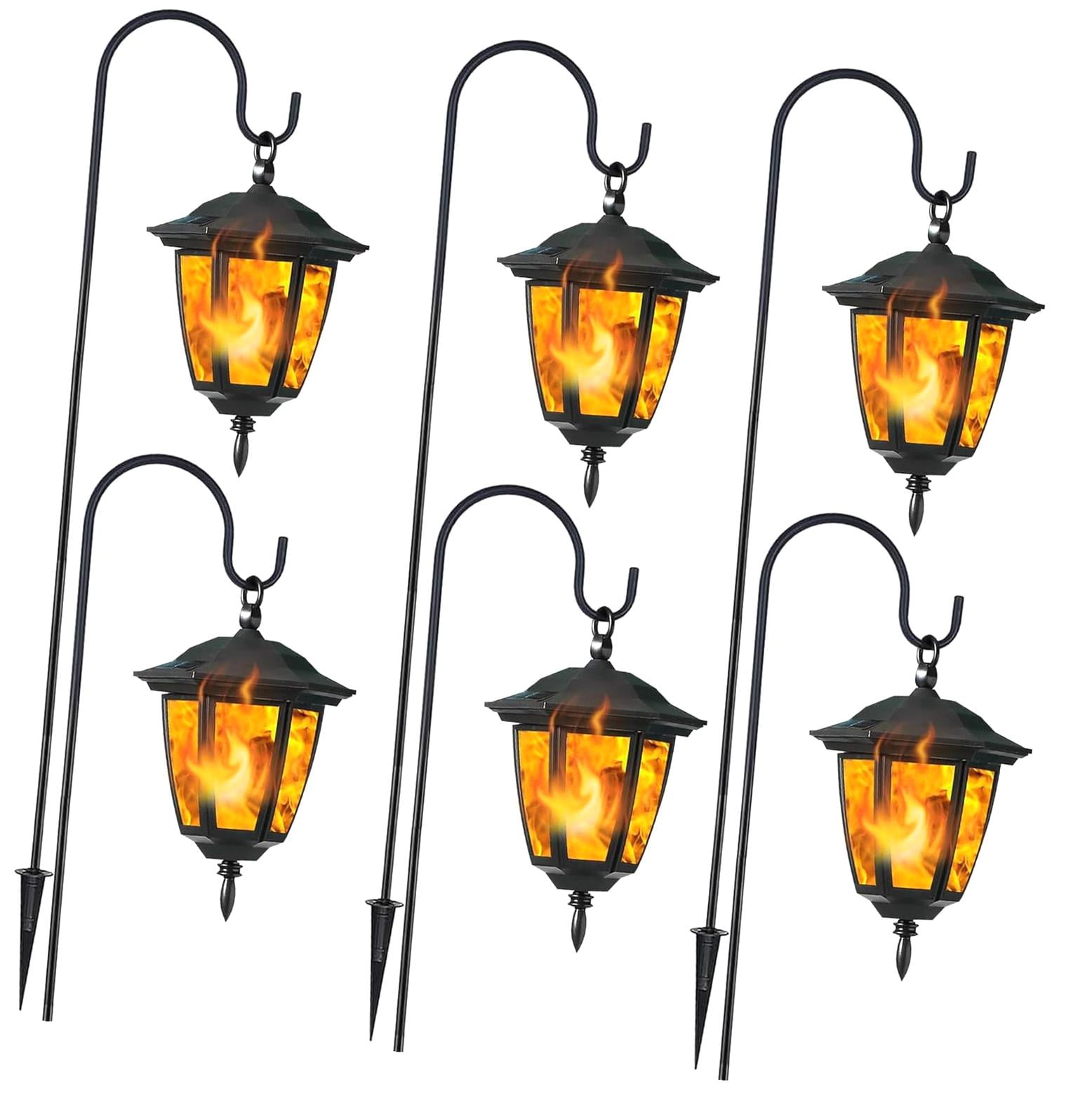 Bybiment 6 Pack Solar Flame Hanging Lights, Solar Flickering Flame ...