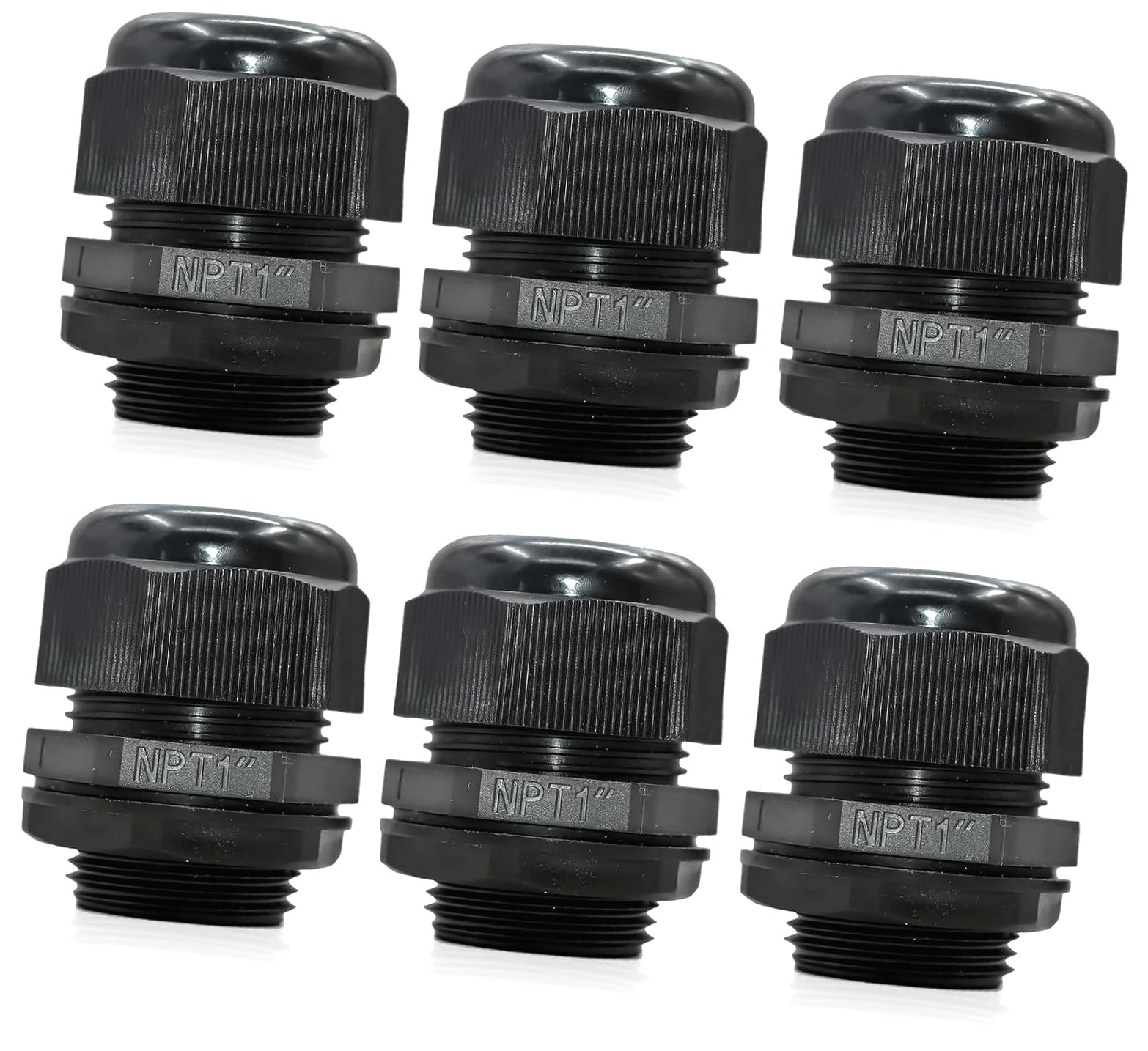 Bybiment 6 Pcs 1" NPT Cable Glands - IP68 Electrical Connectors, Nylon ...