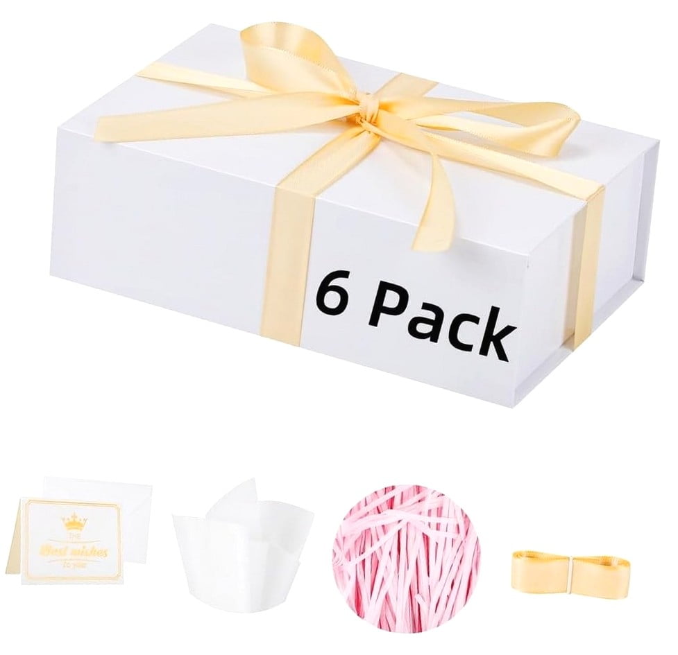 Bybiment 6-Piece White Box, Small 9.5x6x3 inch Container with Magnetic ...