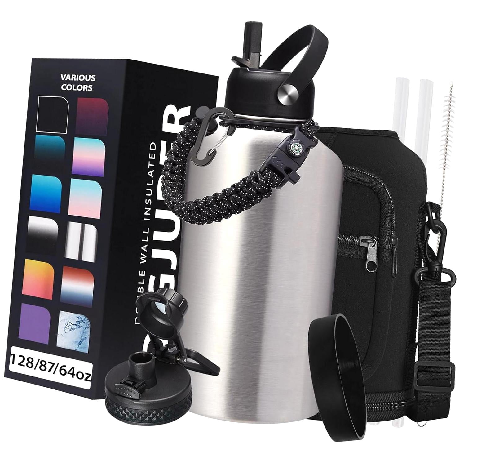 Bybiment 64 oz Insulated Water Bottle Stainless Steel - Half Gallon ...