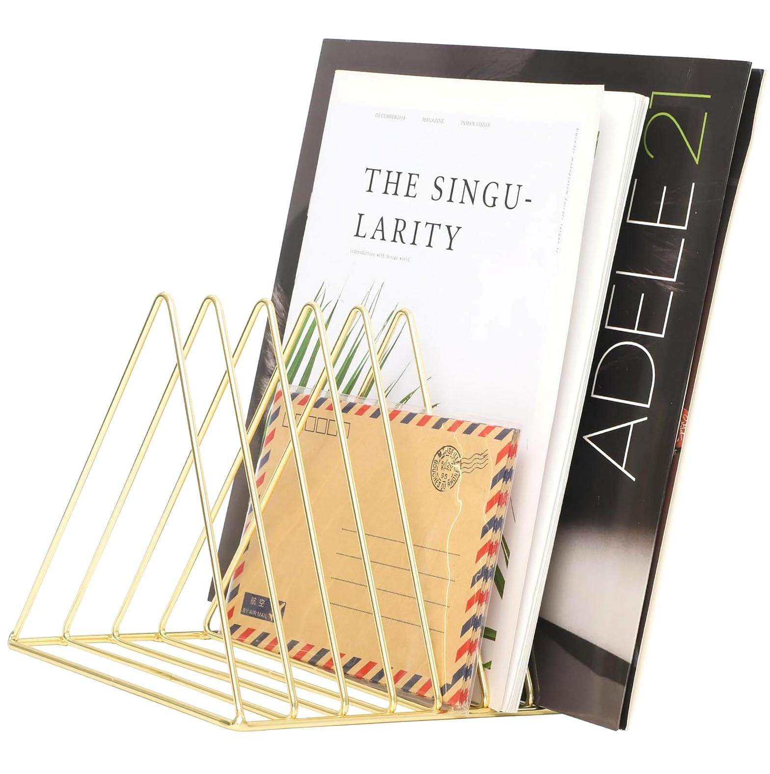 Bybiment 7 Slot Vinyl Record Holder Storage, Anti-Rust Metal Magazine ...