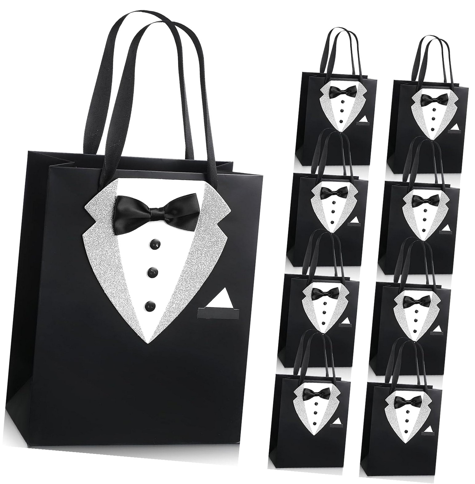 Bybiment 8 Pcs Groomsmen with 3D Tuxedo Design 8 4.5 10 Inch with ...