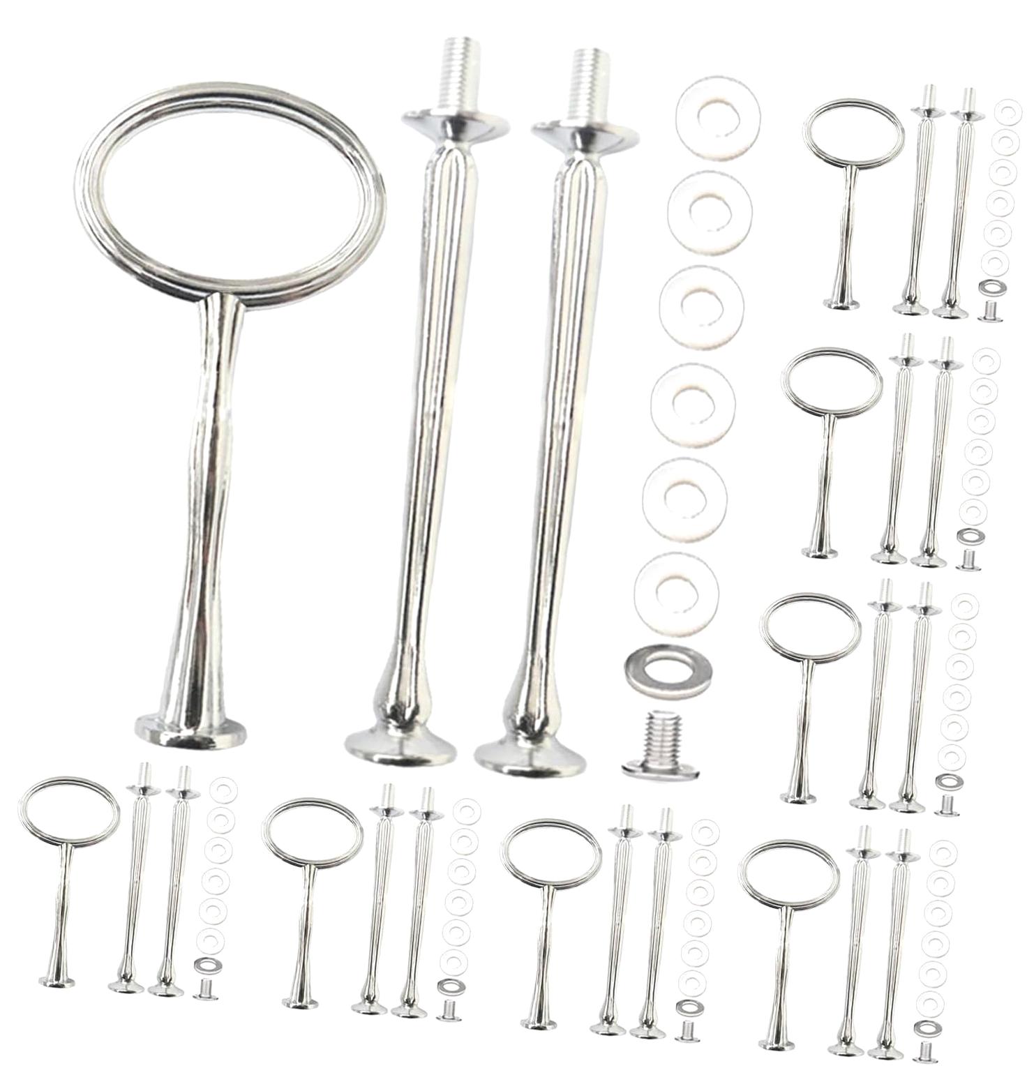Bybiment 8 Sets 15’’ 3-Tier Cake Tray Stand Handle, Multi-Tier Metal ...