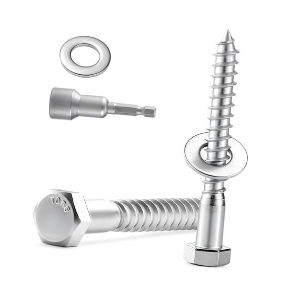Bybiment 8 Sets 3/8 inch 3 inch Hex Lag Screws Bolts with Flat Washers ...
