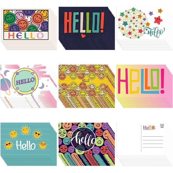 Bybiment 80 Pack Hello Postcards Hello Blank Note for All Hello Design ...